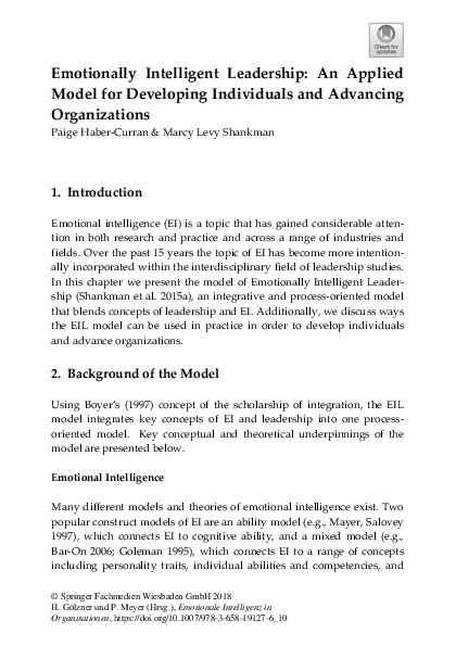 (PDF) Emotionally Intelligent Leadership: An Applied Model for ...