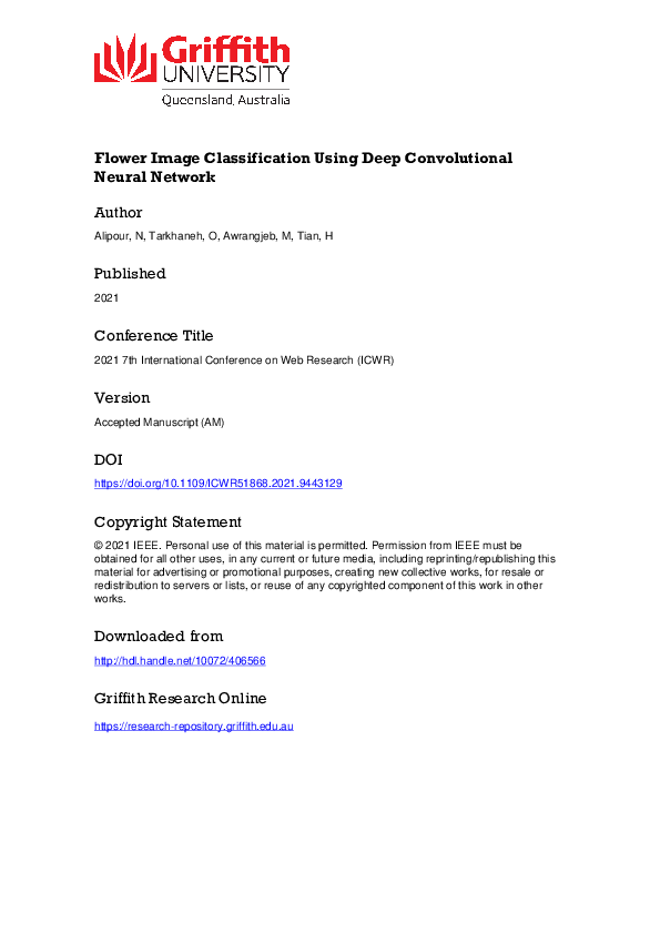 Pdf Flower Image Classification Using Deep Convolutional Neural Network