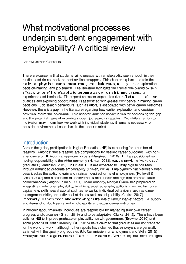(PDF) What Motivational Processes Underpin Student Engagement with ...