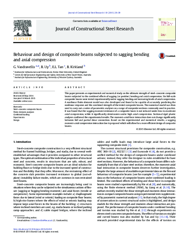 (PDF) Behaviour and Design of Composite Beams Subjected to Combined ...