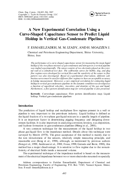 (PDF) A New Experimental Correlation Using a Curve-Shaped Capacitance Sensor to Predict Liquid ...