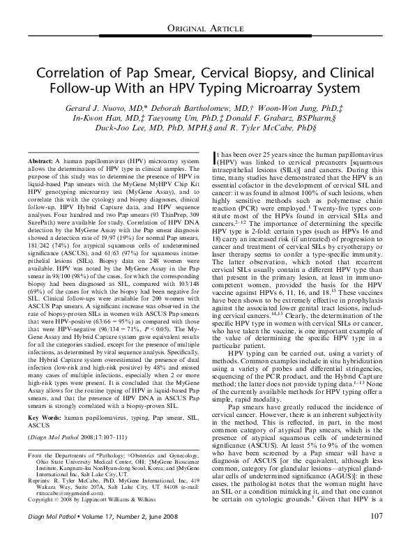 (PDF) Correlation of Pap Smear, Cervical Biopsy, and Clinical Follow-up ...
