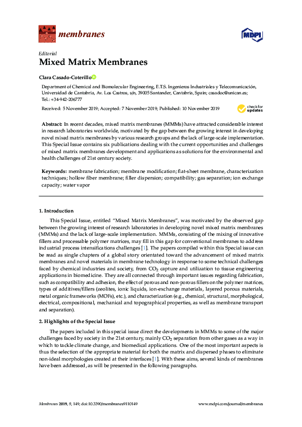 (PDF) Mixed Matrix Membranes
