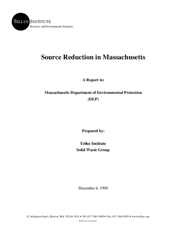 (PDF) Source Reduction in Massachusetts