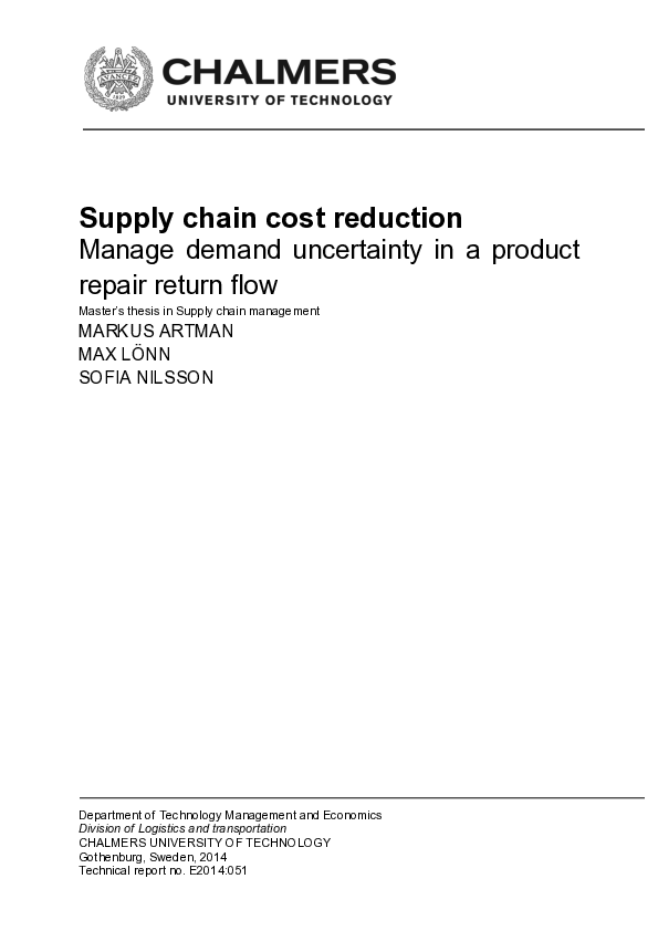 (PDF) Supply chain cost reduction - Manage demand uncertainty in a ...