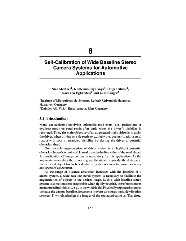 (PDF) Self-Calibration of Wide Baseline Stereo Camera Systems for ...
