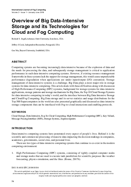 (PDF) Overview of Big Data-Intensive Storage and its Technologies for Cloud and Fog Computing