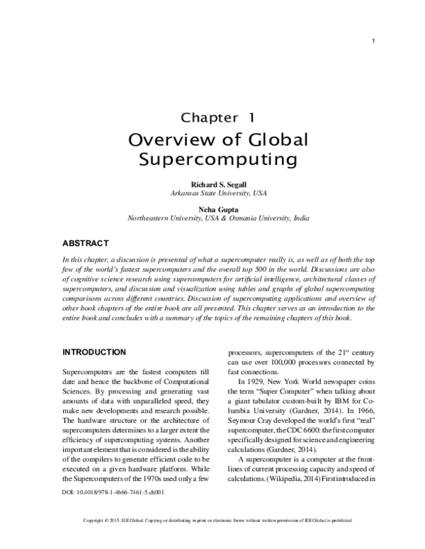 (PDF) Overview of Global Supercomputing