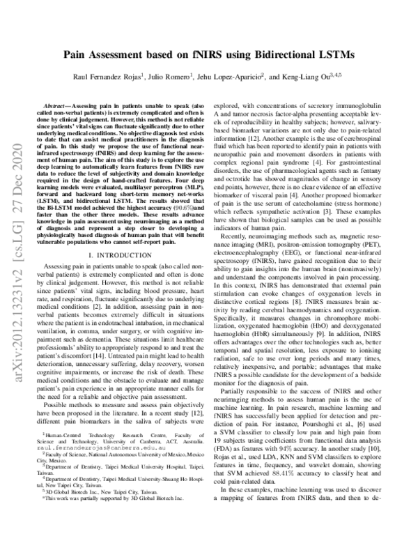(PDF) Pain Assessment based on fNIRS using Bidirectional LSTMs (PDF) Pain Assessment based on fNIRS using Bidirectional LSTMs