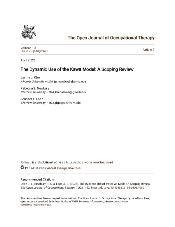 (PDF) The Dynamic Use of the Kawa Model: A Scoping Review