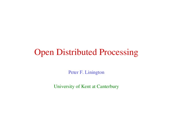 (PDF) Open Distributed Processing