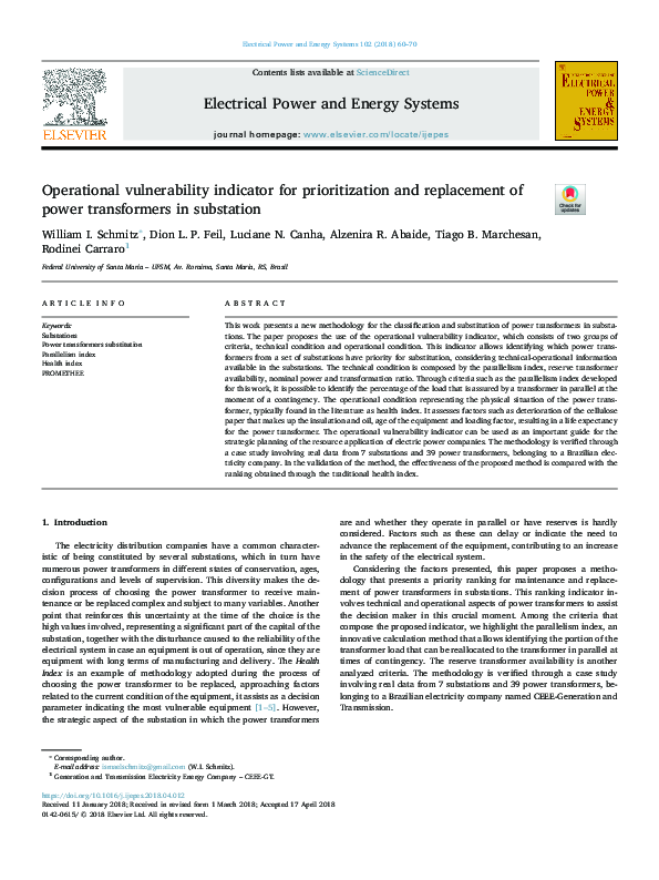 (PDF) Operational vulnerability indicator for prioritization and replacement of power ...