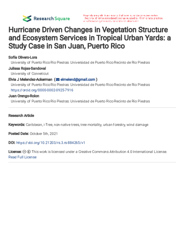 (PDF) Hurricane driven changes in vegetation structure and ecosystem ...