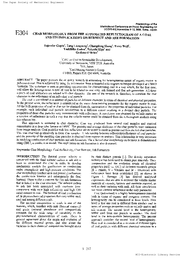 (PDF) E304 Char Morphology from the Automated Reflectogram of a Coal and Its Implications on ...