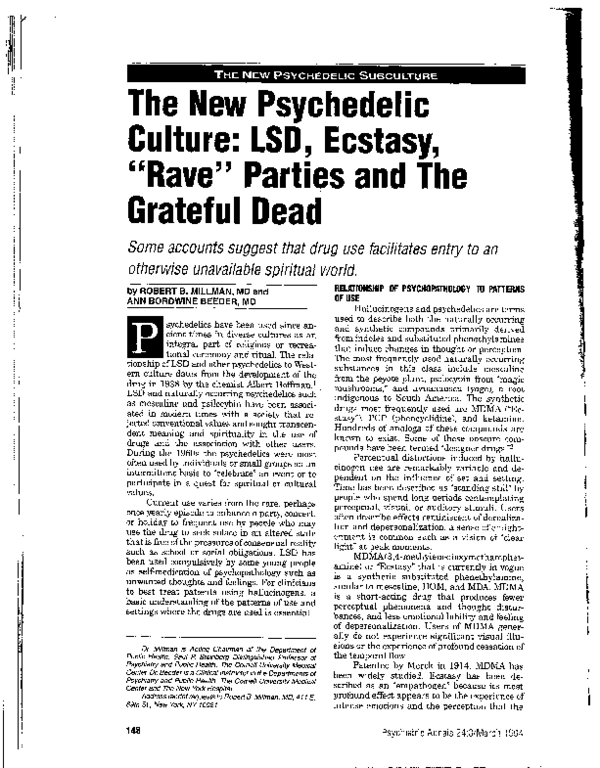 (PDF) The New Psychedelic Culture: LSD, Ecstasy, "Rave" Parties and The ...