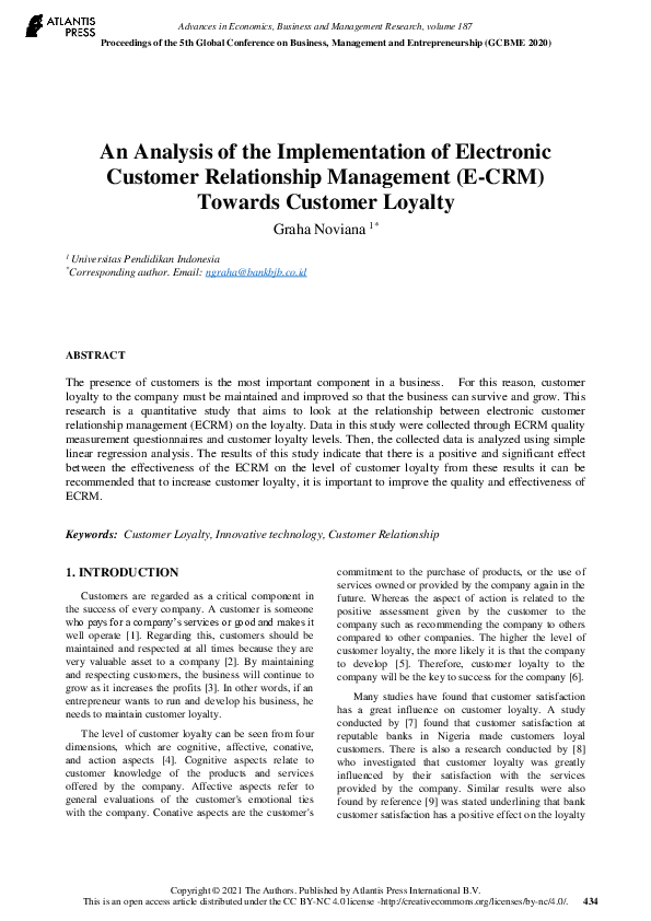 Pdf An Analysis Of The Implementation Of Electronic Customer
