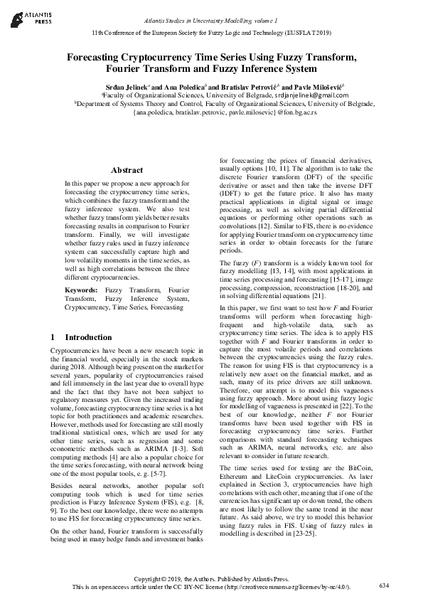 Pdf Forecasting Cryptocurrency Time Series Using Fuzzy Transform Fourier Transform And Fuzzy