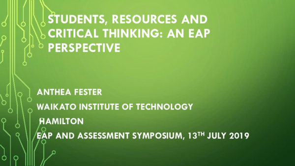 (PDF) Students, resources and critical thinking: An EAP perspective