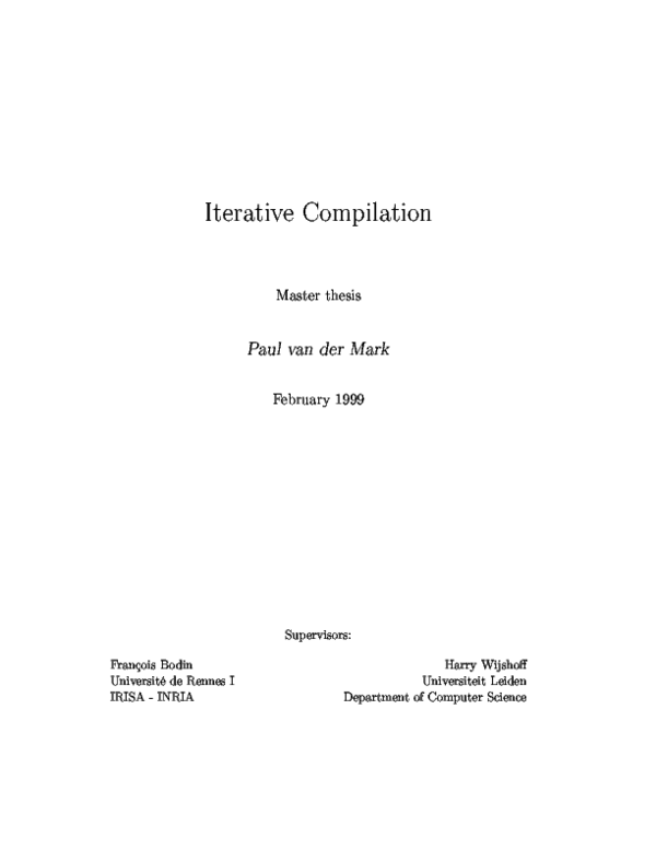 (PDF) Iterative Compilation