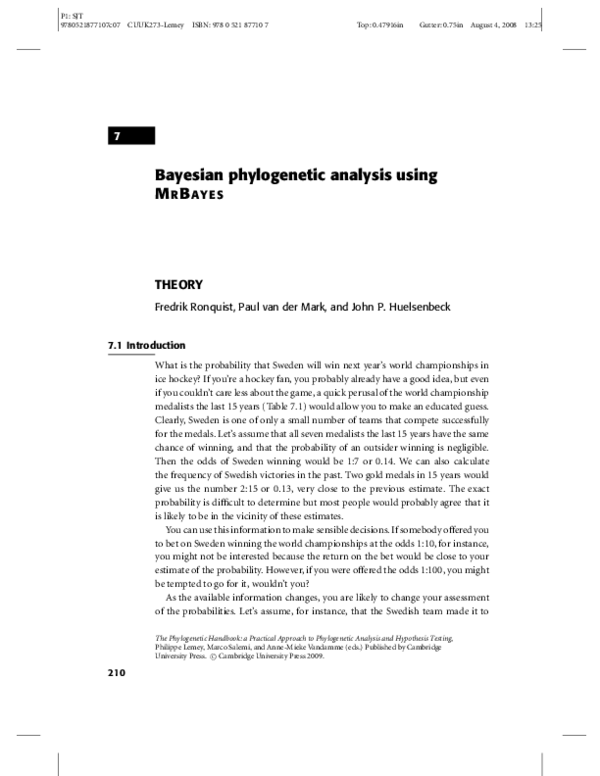 (PDF) Bayesian phylogenetic analysis using MRBAYES