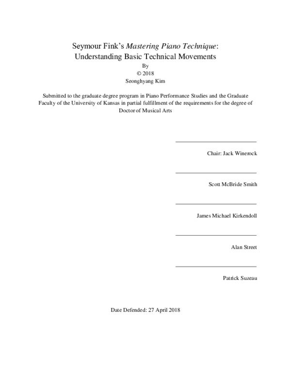 (PDF) Seymour Fink's Mastering Piano Technique: Understanding Basic ...
