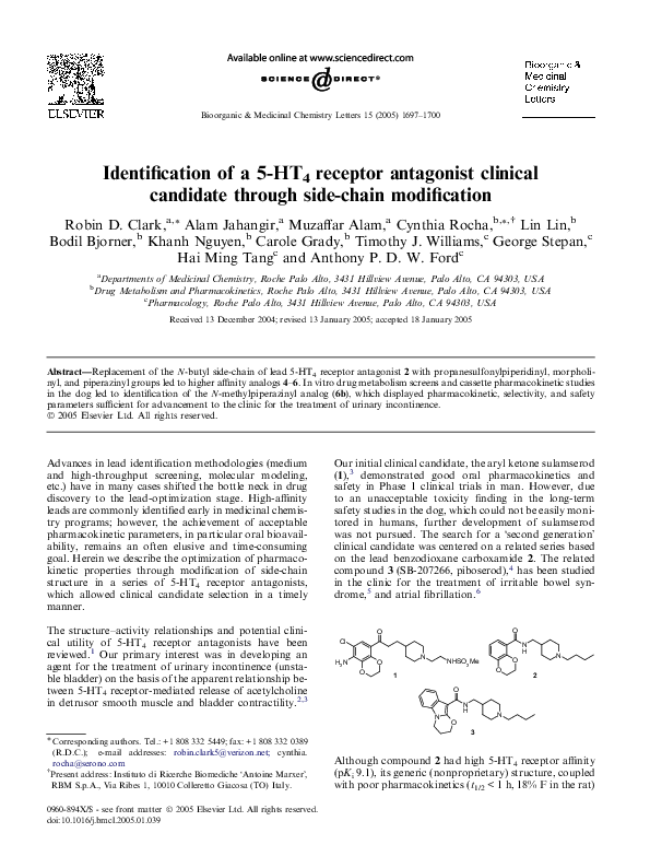 (PDF) Identification of a 5-HT4 receptor antagonist clinical candidate ...