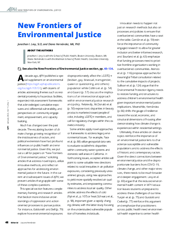 (PDF) New Frontiers of Environmental Justice