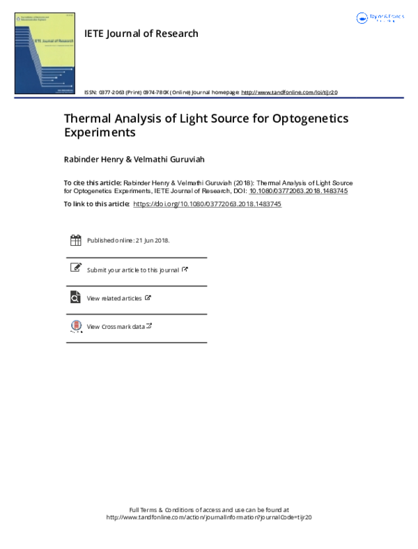 (PDF) Thermal Analysis of Light Source for Optogenetics Experiments