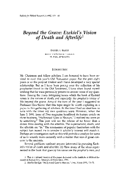 (PDF) Beyond the Grave: Ezekiel’s Vision of Death and Afterlife