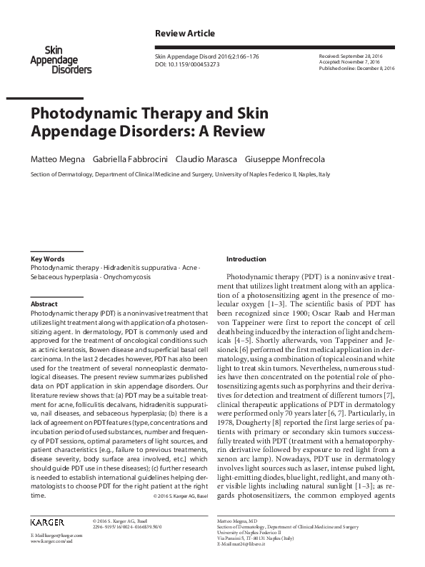 (PDF) Photodynamic Therapy and Skin Appendage Disorders: A Review