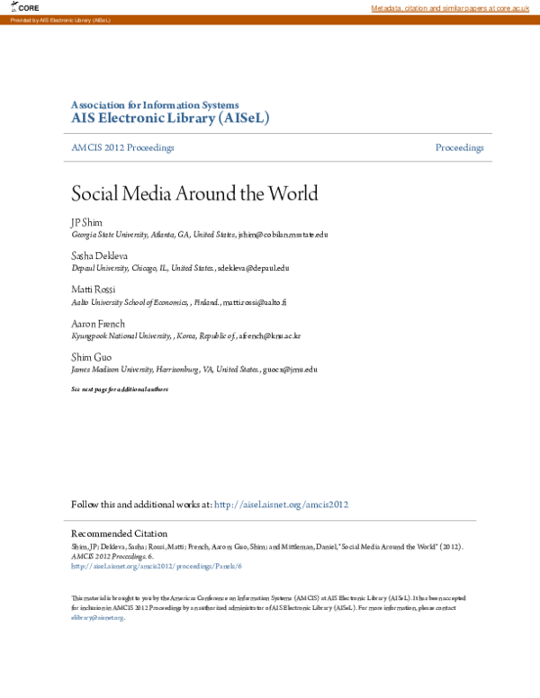 (PDF) Social Media Around the World | Richard Dull - Academia.edu