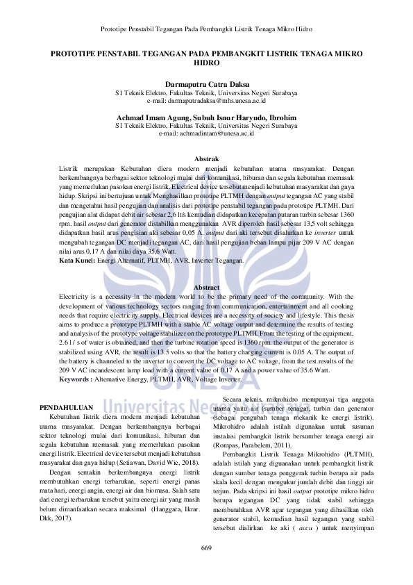 (PDF) Prototipe Penstabil Tegangan Pada Pembangkit Listrik Tenaga Mikro ...