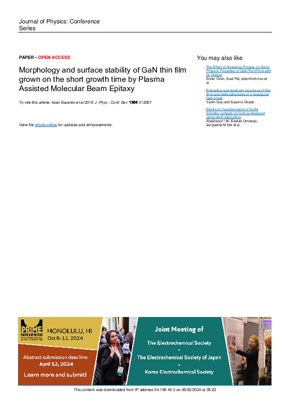(PDF) Morphology and surface stability of GaN thin film grown on the ...
