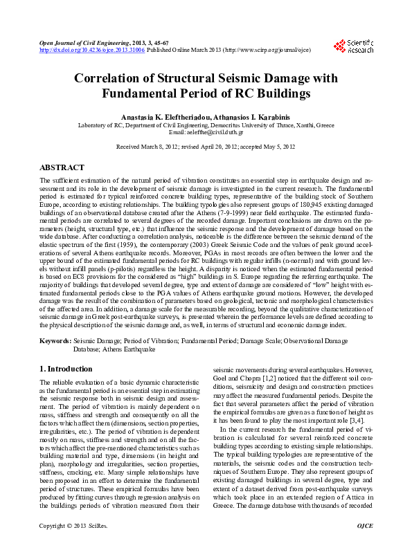 (PDF) Correlation of Structural Seismic Damage with Fundamental Period ...