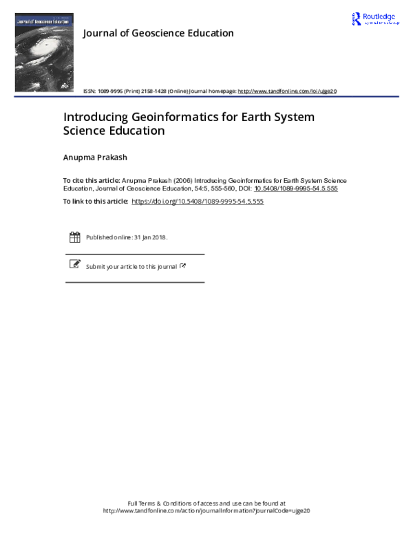 (PDF) Introducing Geoinformatics for Earth System Science Education