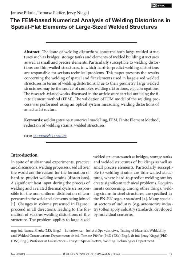 (PDF) The FEM-based Numerical Analysis of Welding Distortions in ...