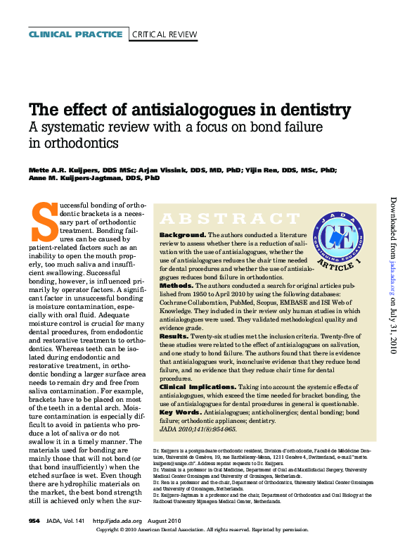 (PDF) The Effect of Antisialogogues in Dentistry