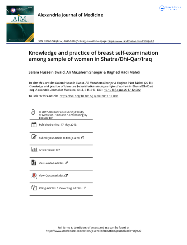 (PDF) Knowledge and practice of breast self-examination among sample of ...