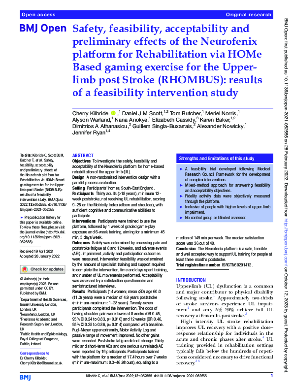 (PDF) Safety, feasibility, acceptability and preliminary effects of the ...