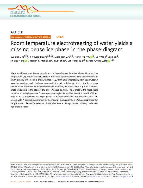 (PDF) Room temperature electrofreezing of water yields a missing dense ...