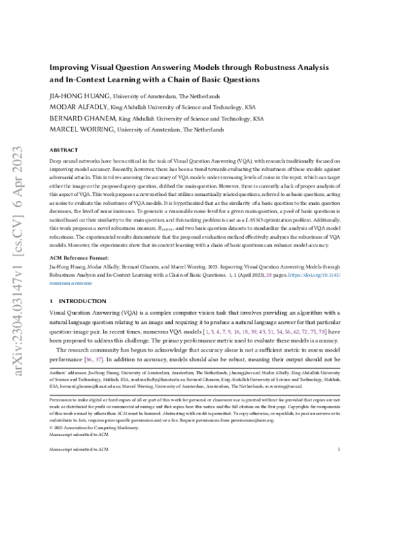 (PDF) Improving Visual Question Answering Models through Robustness Analysis and In-Context ...
