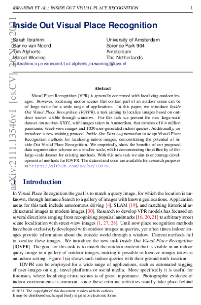 (PDF) Inside Out Visual Place Recognition