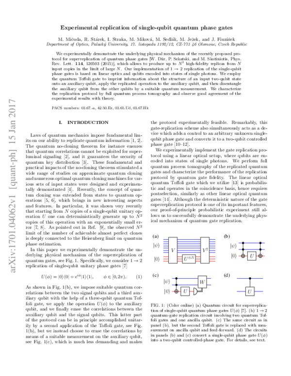 (PDF) Experimental replication of single-qubit quantum phase gates