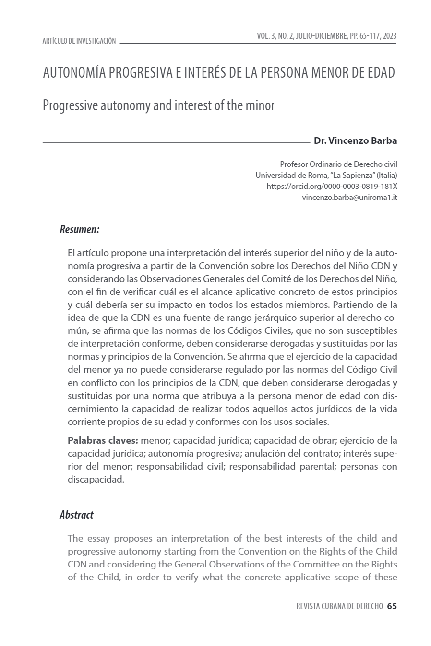 (PDF) Autonomía progresiva e interés de la persona menor de edad