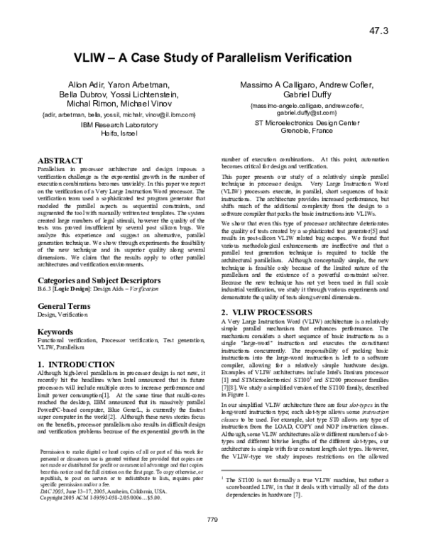 (PDF) VLIW - a case study of parallelism verification