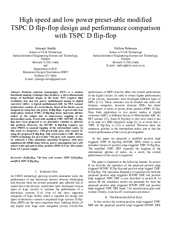 (PDF) High speed and low power preset-able modified TSPC D flip-flop design and performance ...