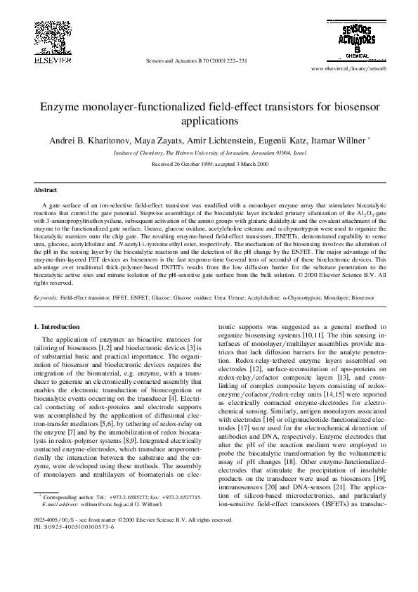 (PDF) Enzyme monolayer-functionalized field-effect transistors for ...