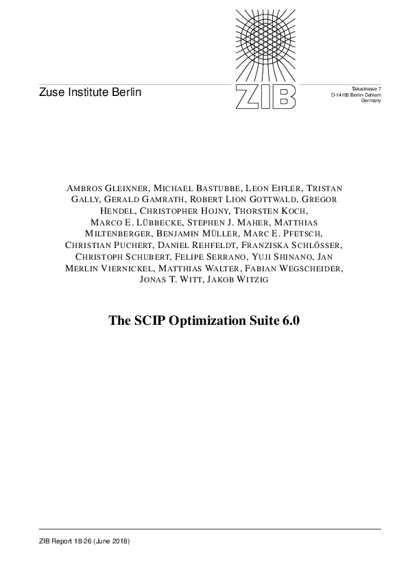 Pdf The Scip Optimization Suite 6 0