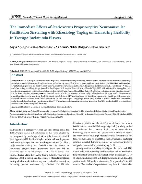 (PDF) The Immediate Effects of Static versus Proprioceptive ...