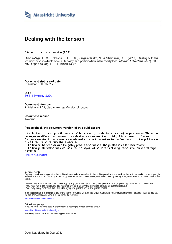 (PDF) Dealing with the tension: how residents seek autonomy and ...